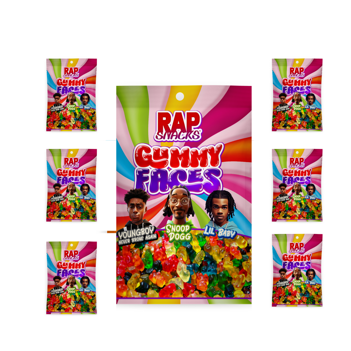 Rap Snacks Gummy Candy Faces (6-Pack) – OFFICIAL RAP SNACKS