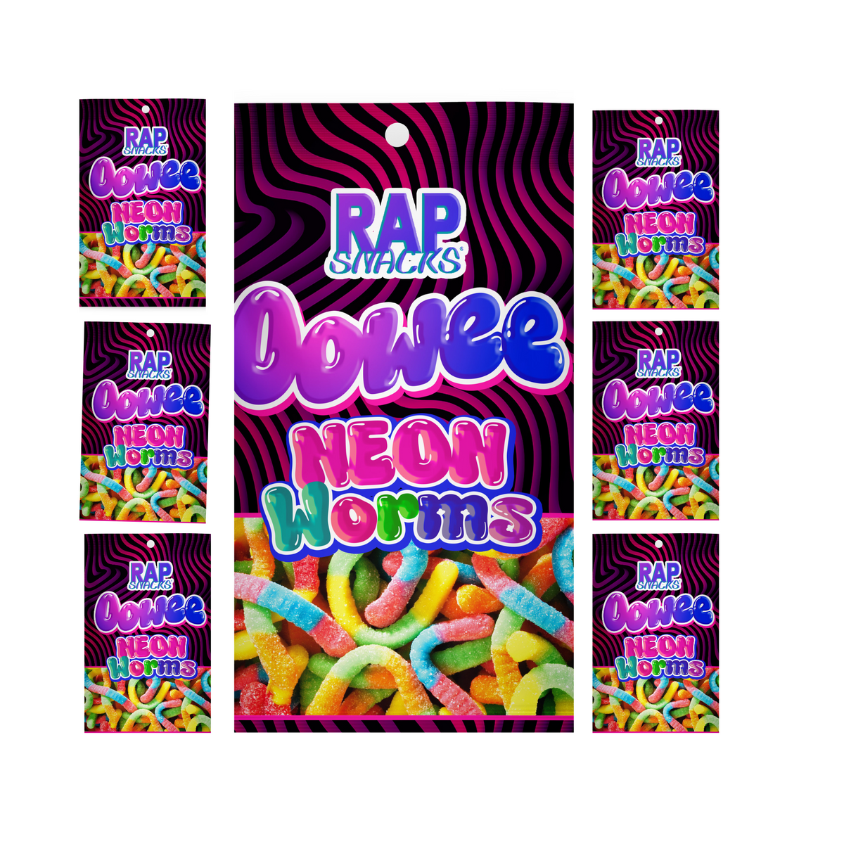 Rap Snacks Neon Gummy Candy Worms (6-Pack) – OFFICIAL RAP SNACKS