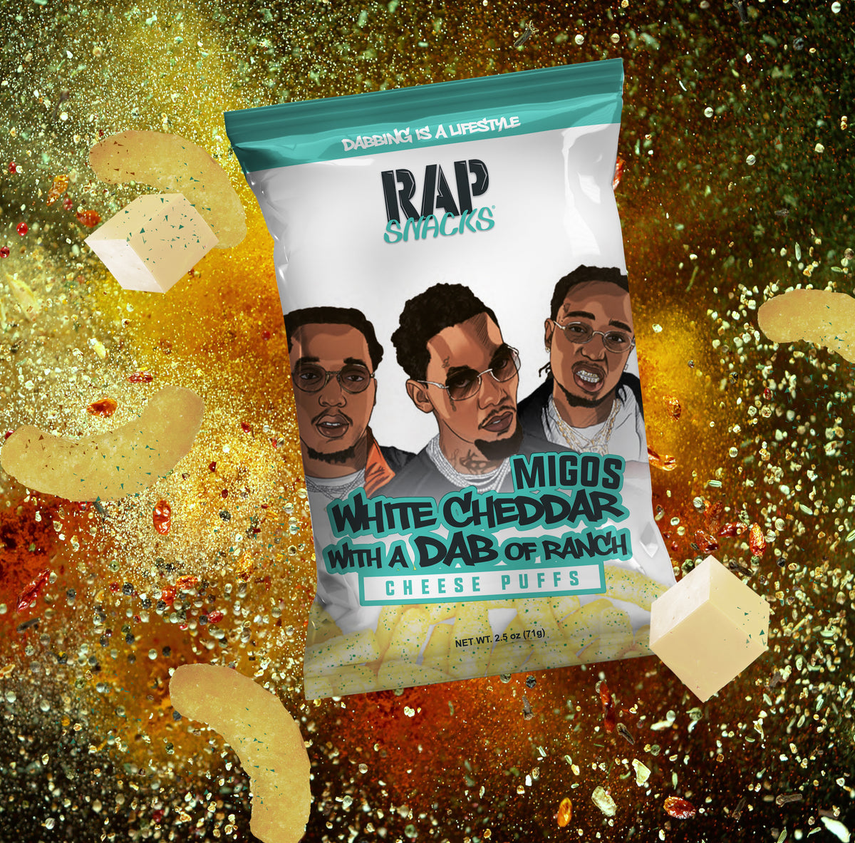 Rap Snacks Migos White Cheddar With a Dab of Ranch Cheese Puffs (2.5oz ...