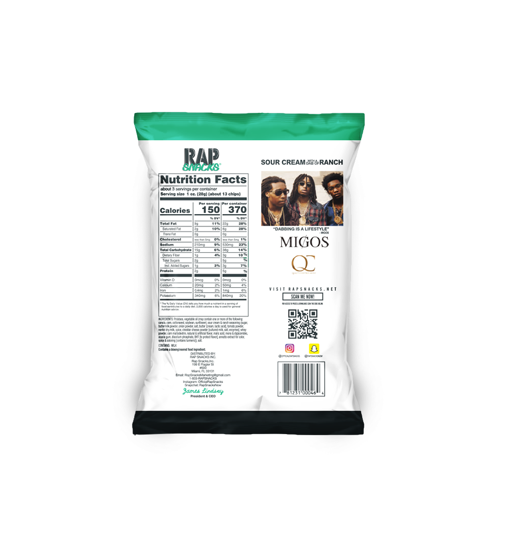 Migos | Sour Cream With A Dab Of Ranch Chips (10 Bags) – OFFICIAL RAP ...